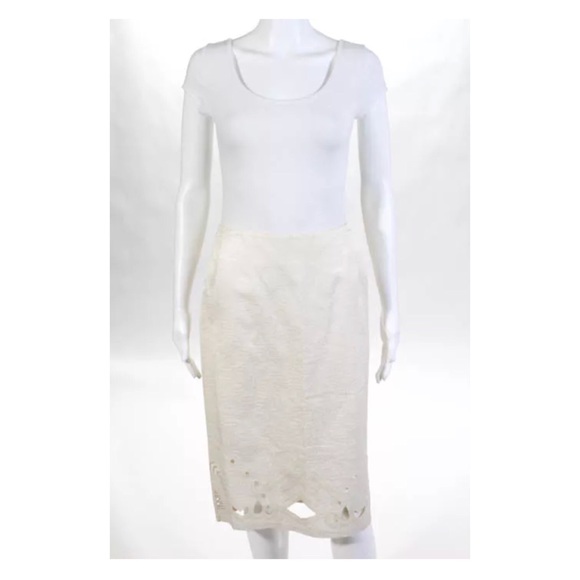 Zac Posen | Skirts | Zac Posen Cream Cut Out Pencil Straight Skirt 2 Xs ...
